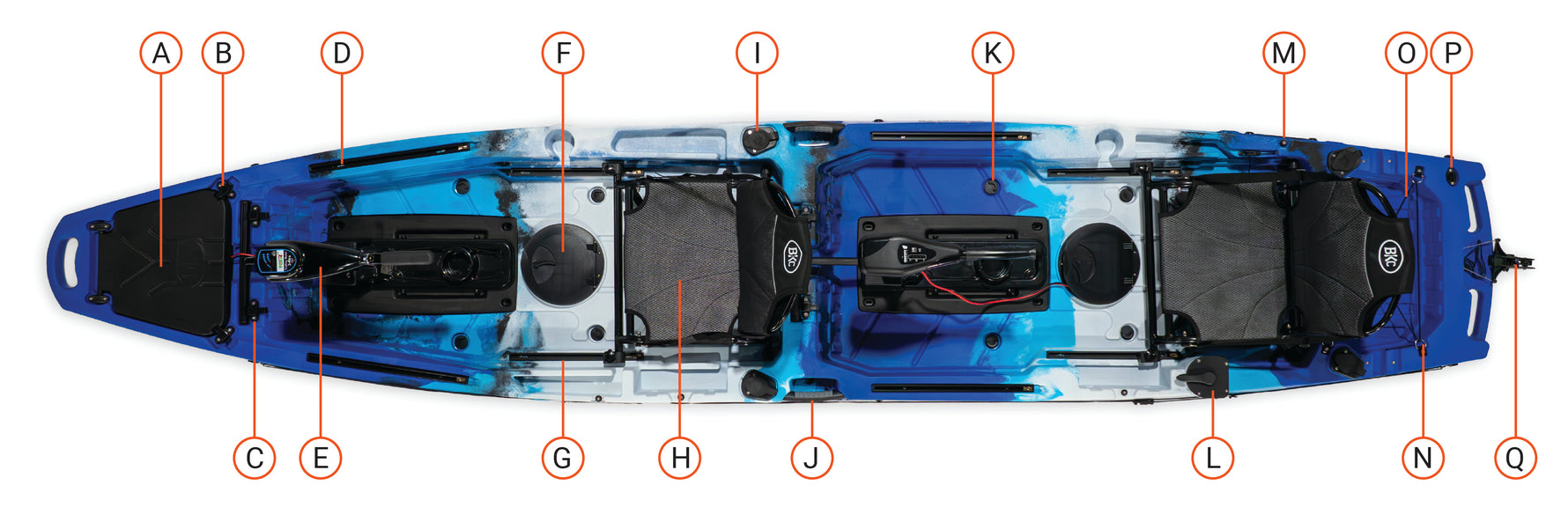 BKC PK14 Angler Tandem Kayak Motorized w/ Trolling Motor – Brooklyn ...